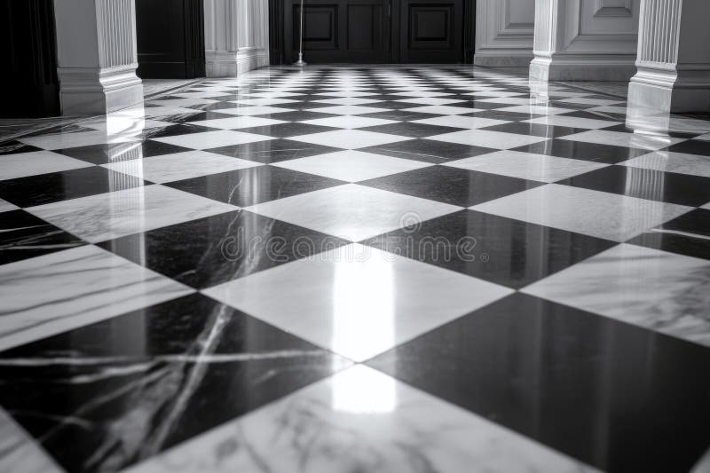 Classic Checkered Floor Pattern Columns Simple Elegant Design Stock ...