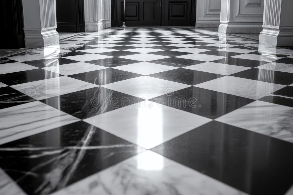 A Classic Checkered Floor Pattern with Columns in a Simple, yet Elegant ...