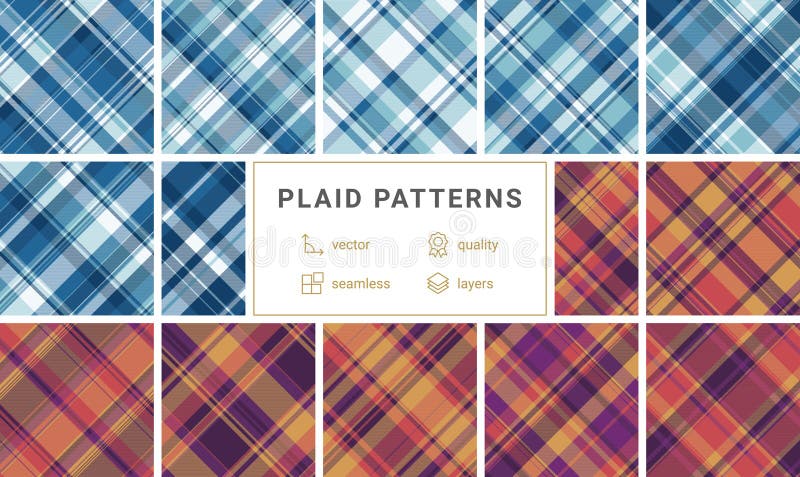 Classic Checkered Plaid Set, Offering Versatile Geometric Patterns for ...