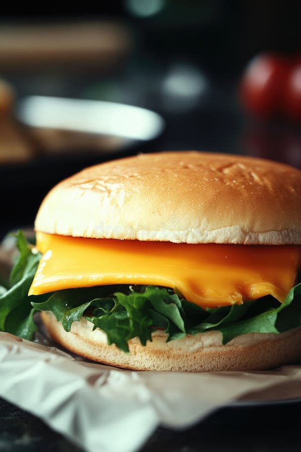 A Classic Cheeseburger with Fresh Lettuce and Melted Cheese on a ...