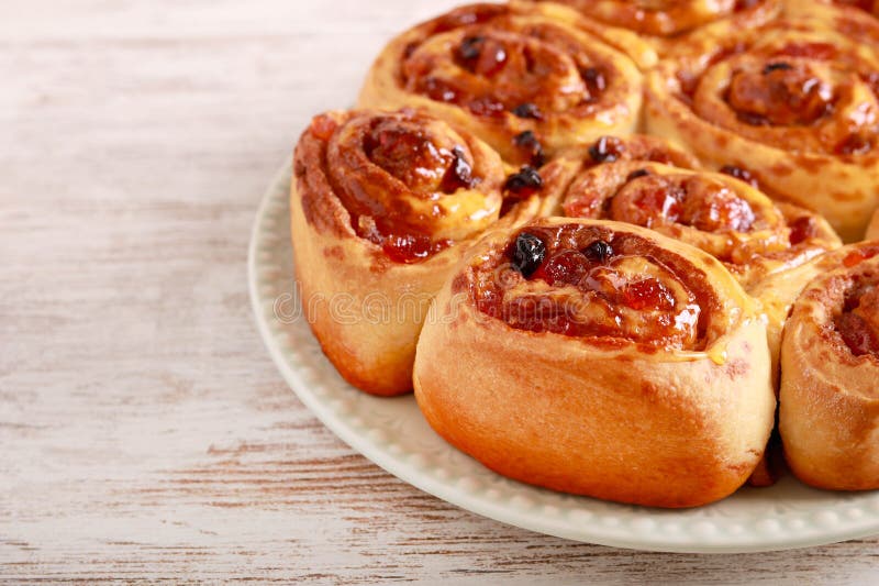 Classic Chelsea buns stock image. Image of bread, pastry - 269727405