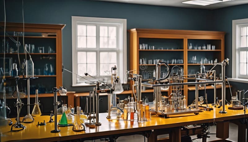 Classic Chemistry Lab Interior Stock Image - Image of organized ...