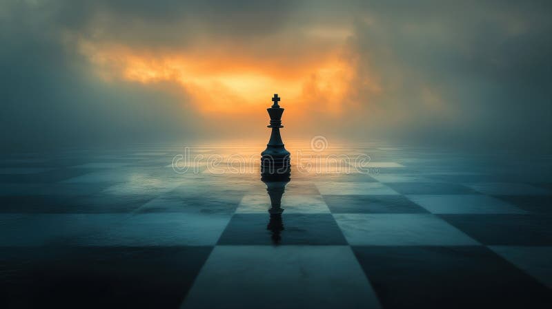 Classic Chess Board Displaying a Single Chess Piece in Focus with ...