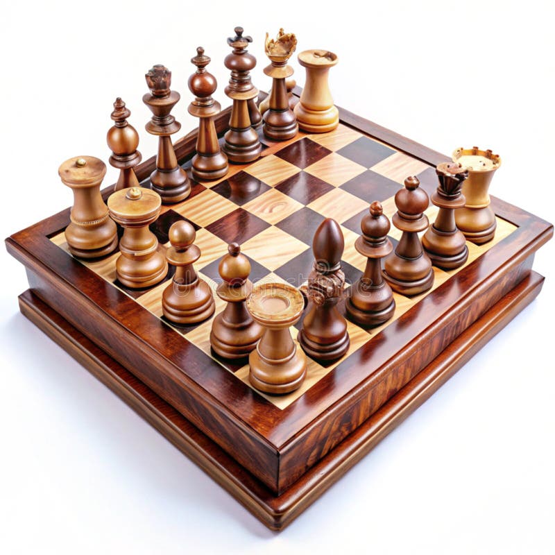 Classic Chess Board with Chess Pieces Set for a Game Stock Illustration ...