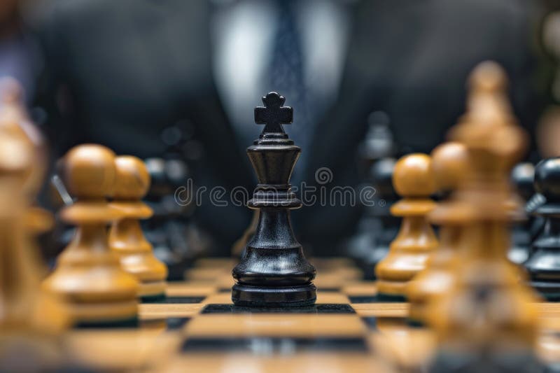 A Classic Chess Board with White and Black Chess Pieces in Place Stock ...