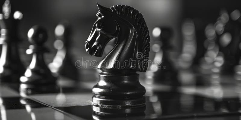 A Classic Chess Game Setup on a Black and White Board Stock ...