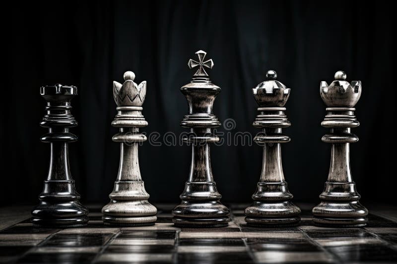 Classic Chess Pieces on a Dark Background Stock Illustration ...