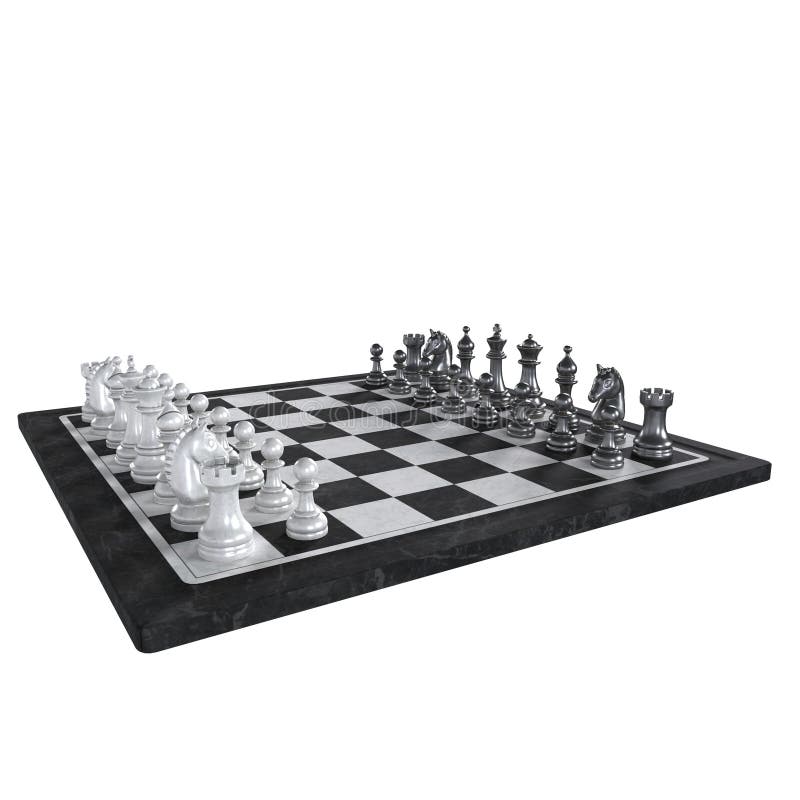 Classic Chess Set on Black and White Board Ready for a Game Stock Image ...