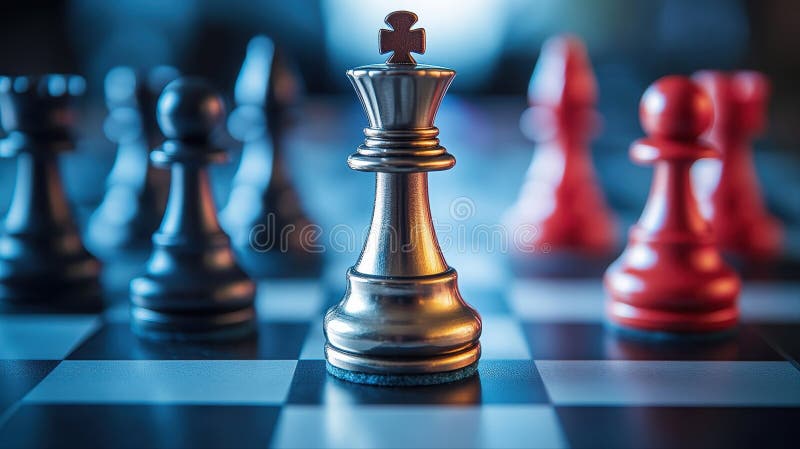 Classic Chess Set with Detailed Pieces Arranged on a Checkered Board ...