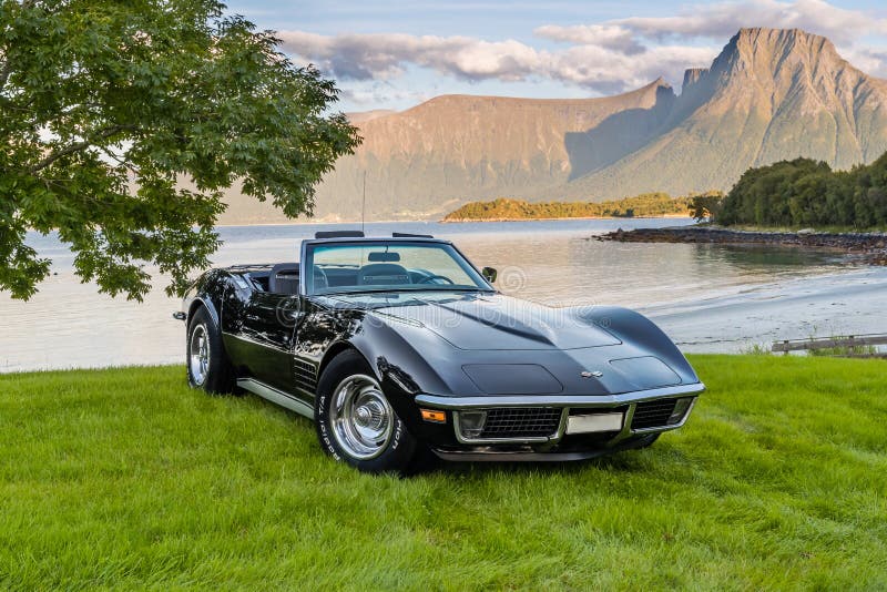 Classic Chevrolet Corvette Left Front View with Great Landscape View in ...