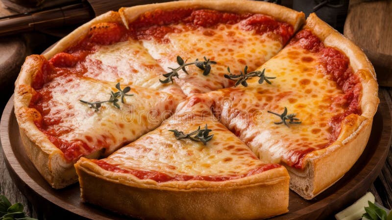 Classic Chicago Deep-dish Cheese Pizza with Savory Tomato Sauce Stock ...