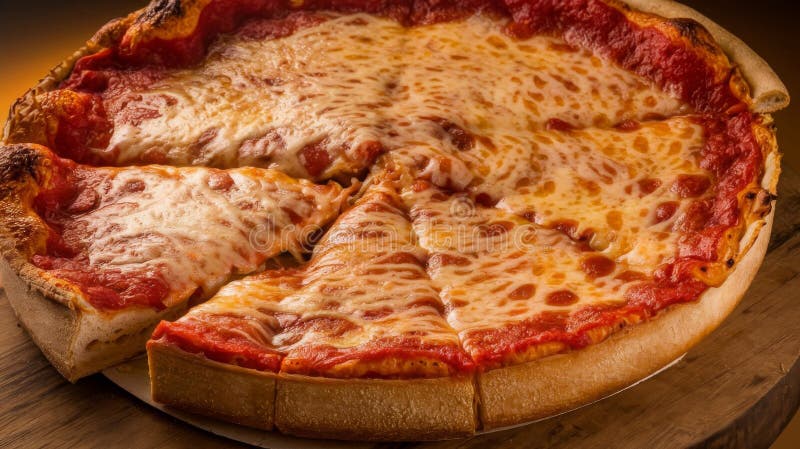 Classic Chicago Deep-dish Cheese Pizza with Savory Tomato Sauce Stock ...