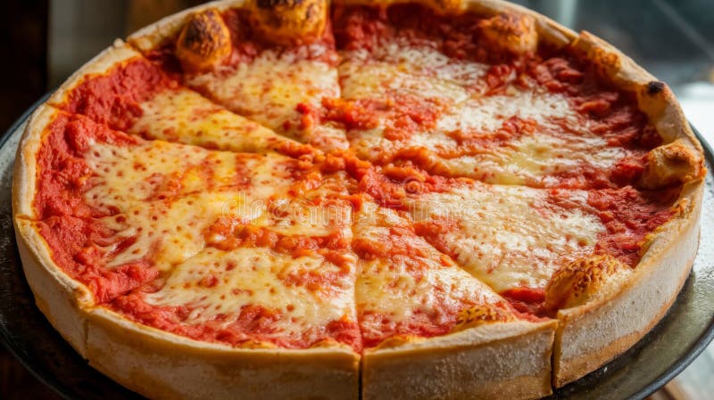Classic Chicago Deep-dish Cheese Pizza with Savory Tomato Sauce Stock ...