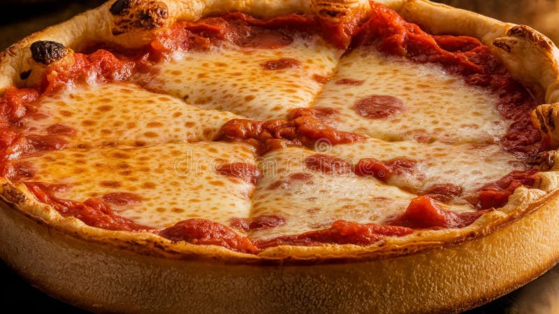 Classic Chicago Deep-dish Cheese Pizza with Savory Tomato Sauce Stock ...