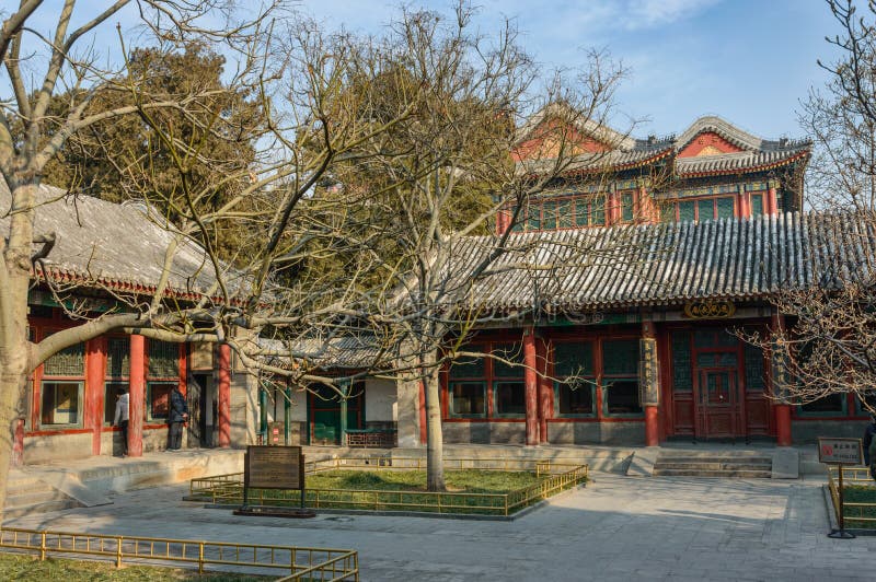 Classic Chinese Buildings in the Old Style, a Well-kept Square between ...
