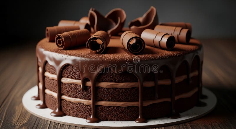 Classic Chocolate Cake Scene 1 Stock Photo - Image of wood, chocolate ...