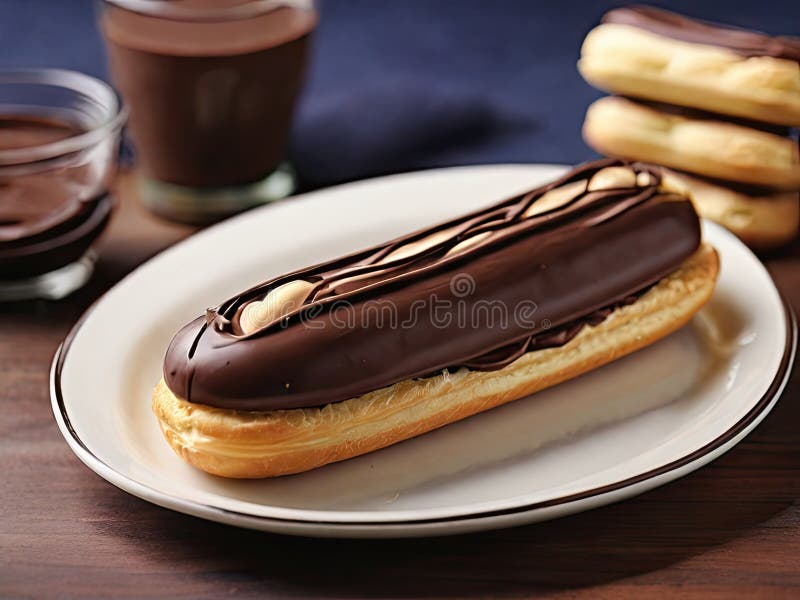 Classic Chocolate Eclair stock illustration. Illustration of cupcake ...