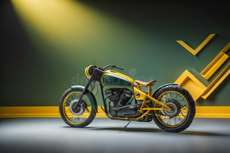 A Classic Chopper Motorcycle with a Yellow Arrow. Generative Ai Stock ...