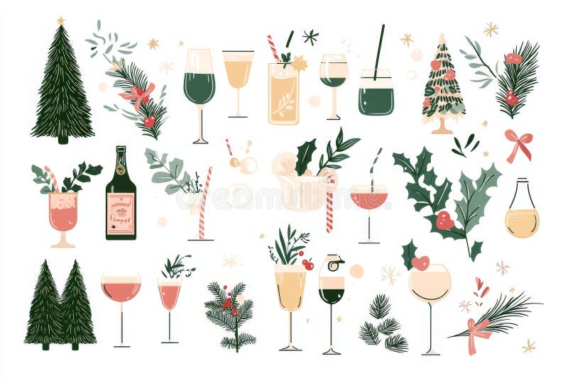 The Classic Christmas Cocktail Festive Drink Illustration from the 1950 ...