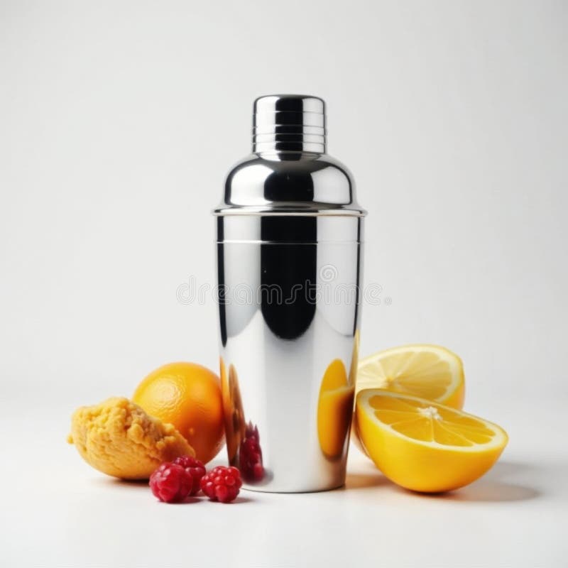 Classic Chrome Cocktail Shaker on White Backdrop , Bar Tool, Stainless ...