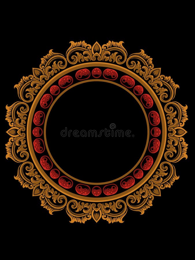Classic Circle Design with Vector Engraving Motif Stock Vector ...