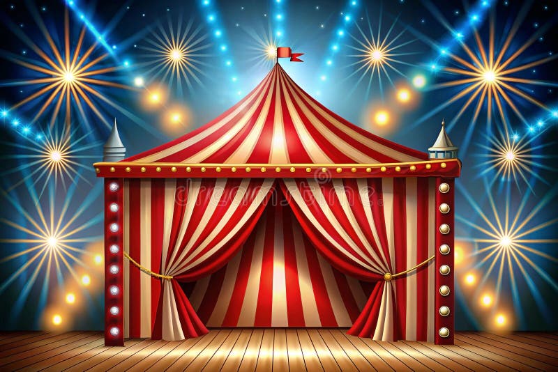Classic Circus Tent with Fireworks Backdrop Stock Illustration ...