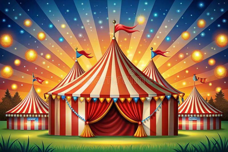 Classic Circus Tent at Night with Lights Stock Illustration ...