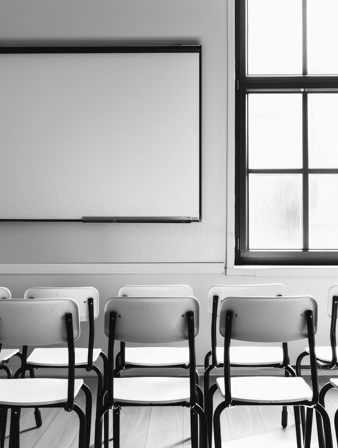 A Classic Classroom Setting in Monochrome Tones, Ideal for Educational ...