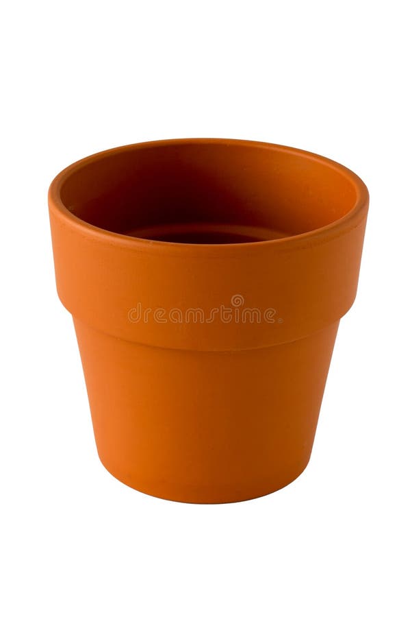 Classic Clay Flower Pot Isolated on a White Background. Empty Clay ...