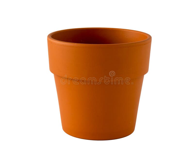 Classic Clay Flower Pot Isolated on a White Background. Empty Clay ...