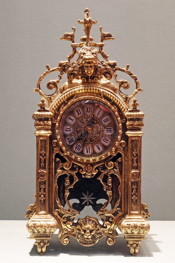 Classic clock stock image. Image of gold, ceiling, pattern - 243526373