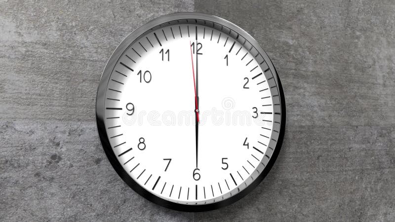 Classic Clock on Conrete Wall - 6 O Clock Stock Footage - Video of retro, simple: 316754666