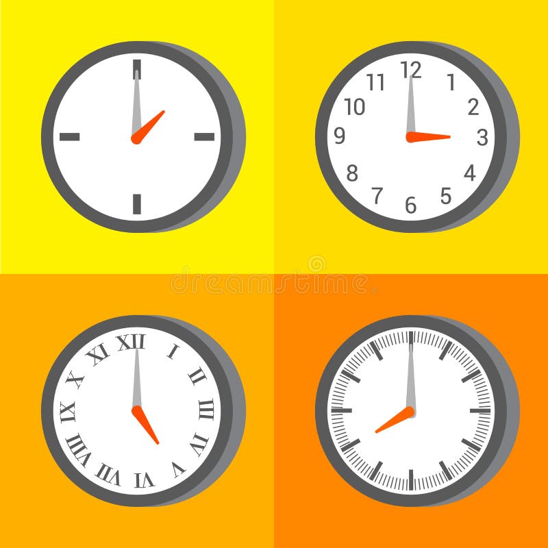 Classic Clock in Four Different Styles Stock Vector - Illustration of ...