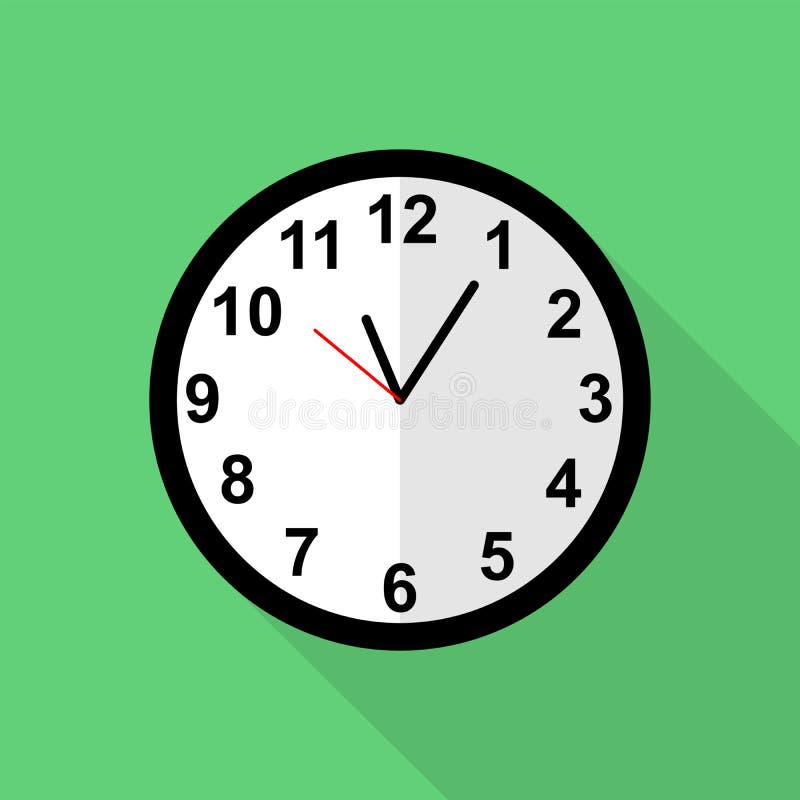 10 Minutes Past 11 O`clock Analog Clock Icon Stock Illustration ...