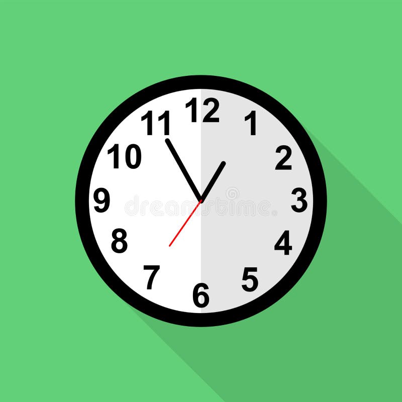 Classic Clock Icon, Five Minutes To One O`clock Stock Illustration ...