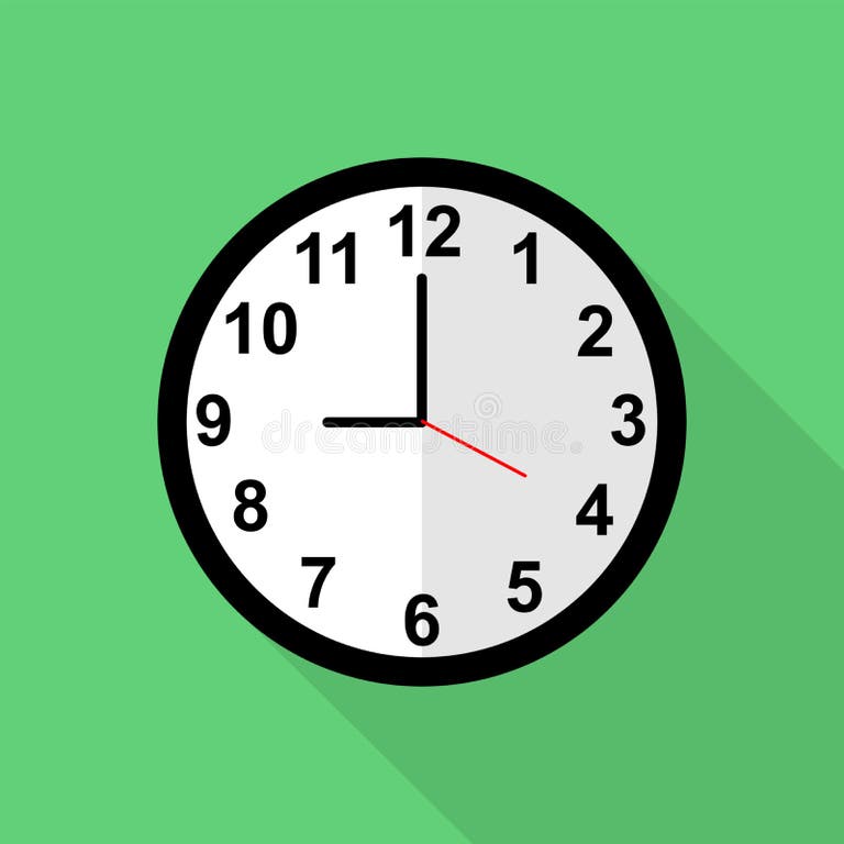 Classic Clock Icon, 9 O`clock Stock Illustration - Illustration of ...