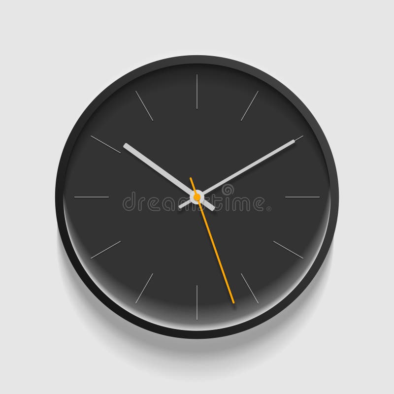 Classic Clock Image in Realistic Flat Style. Dark Timer on White ...