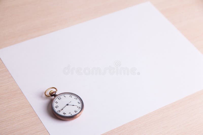 Classic Clock on a White Sheet of Paper Stock Photo - Image of diary ...