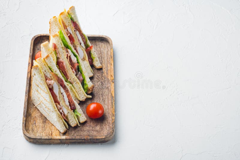 Classic Club Sandwich, on White Background with Copy Space for Text ...