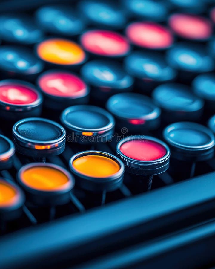 Classic Colorful Typewriter Keys Stock Illustration - Illustration of ...