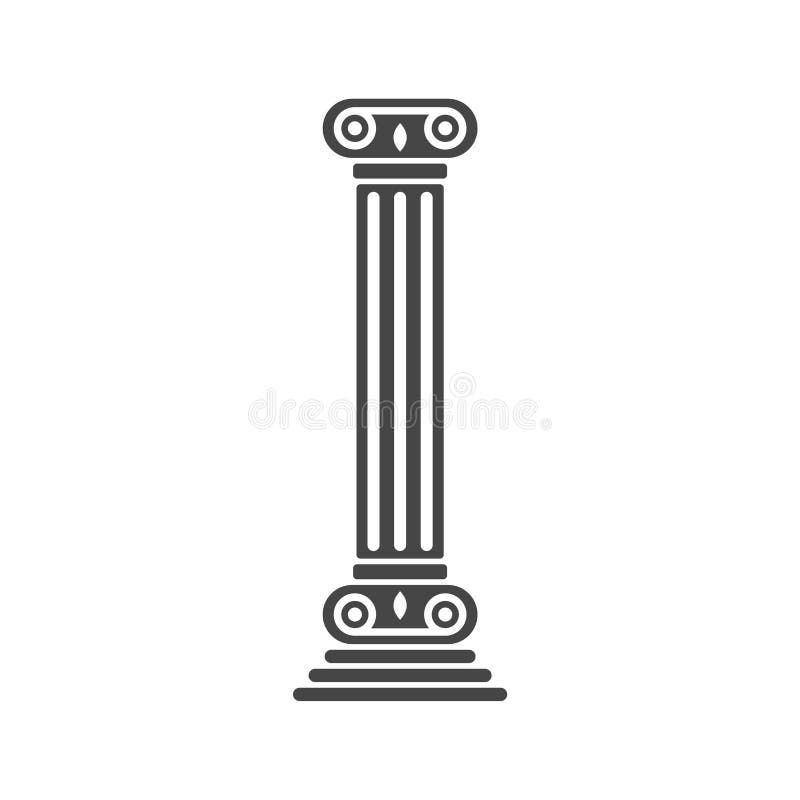 Classic Column Icon or Logo on Dark Background Stock Illustration ...