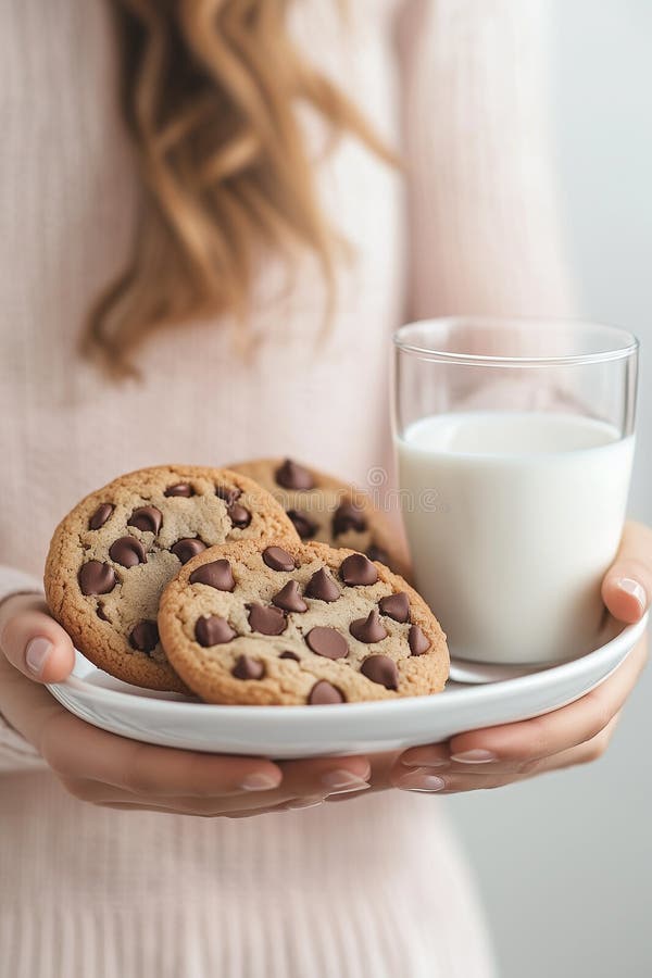 A Classic Combination: a Stack of Warm, Gooey Chocolate Chip Cookies ...