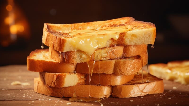 Classic Comfort Stack of Buttered Toast, Ready To Eat Stock ...