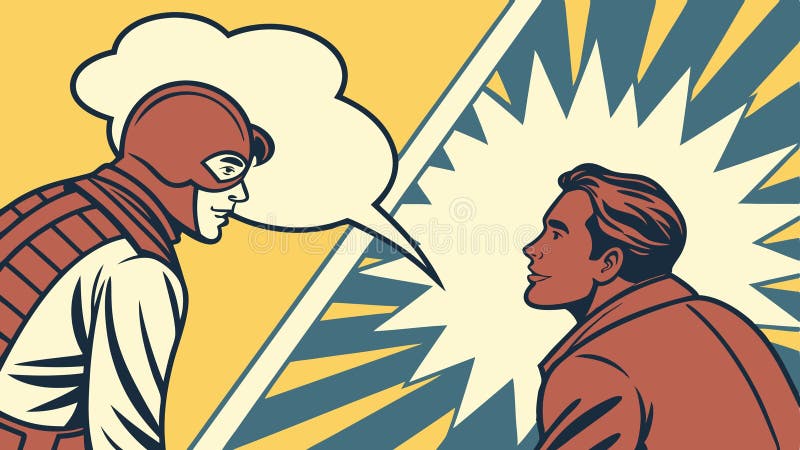 A Classic Comic Book Panel with a Superhero and a Speech Bubble, Vector ...