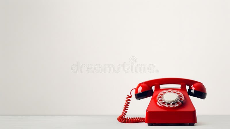 Classic Communication: Red Telephone on Plain White Backdrop Stock ...