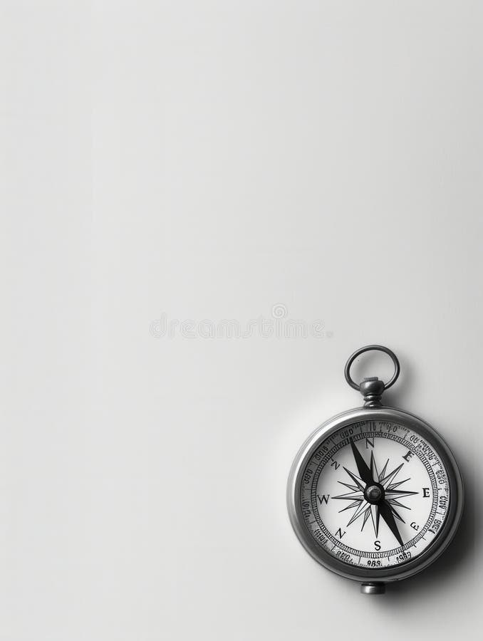 A Classic Compass with a Black Needle Pointing North on a White ...