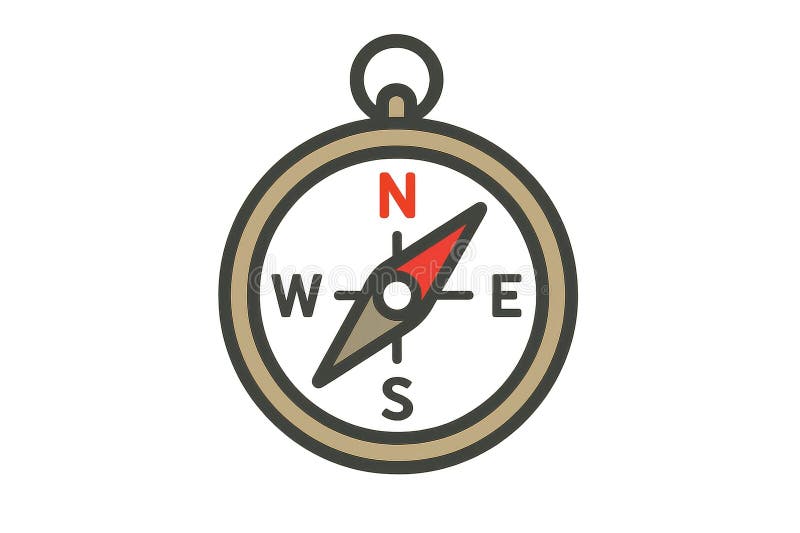 A Classic Compass Icon with Directions Marked and a Red Needle Pointing ...