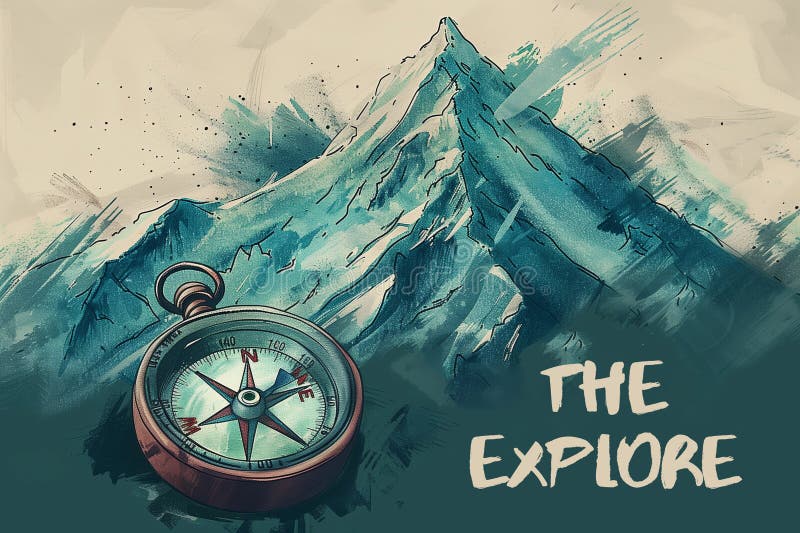Timeless Mountain Compass Journey AI Generated Stock Illustration ...
