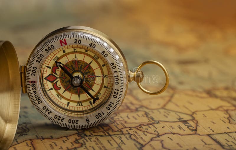 Classic Compass on Vintage Map , Can Be Used As a Background Stock ...