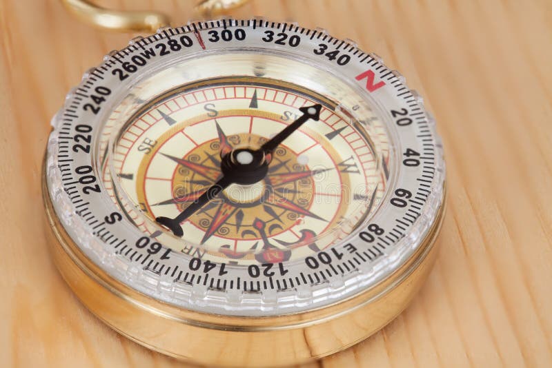Classic Compass on a Wooden Stock Photo - Image of macro, compass: 72285426